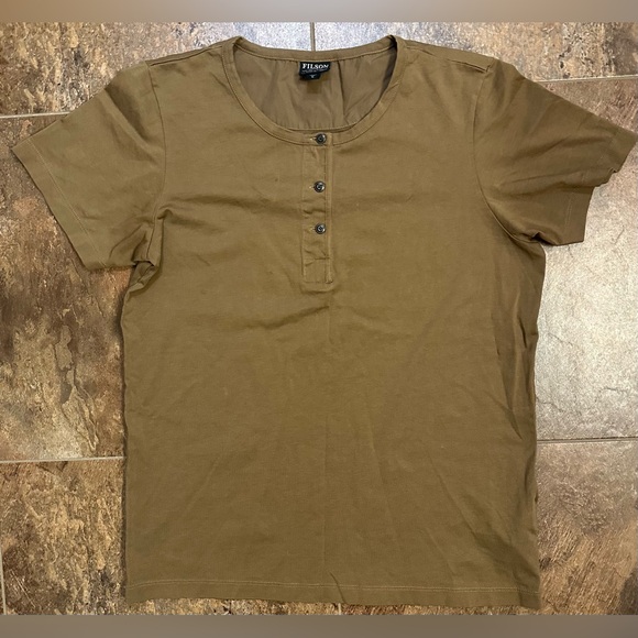 Filson | Tops | Filson Womens 3 Button Short Sleeve Henley Dark Tan ...